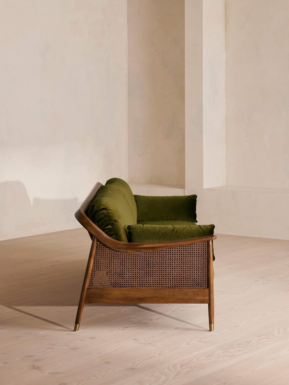 Atlanta Four Seater Sofa, Velvet, Olive - Soho Home