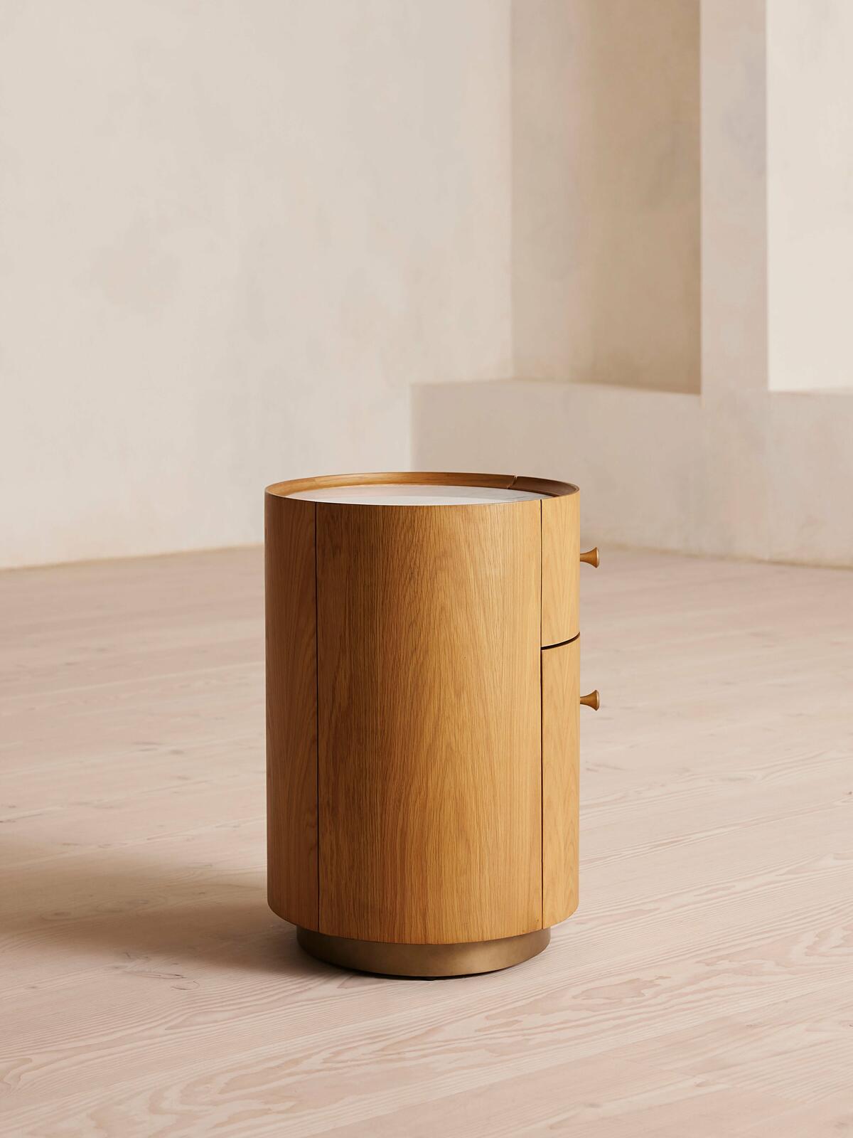 Andrea Bedside Table, Carrara Marble - Soho Home