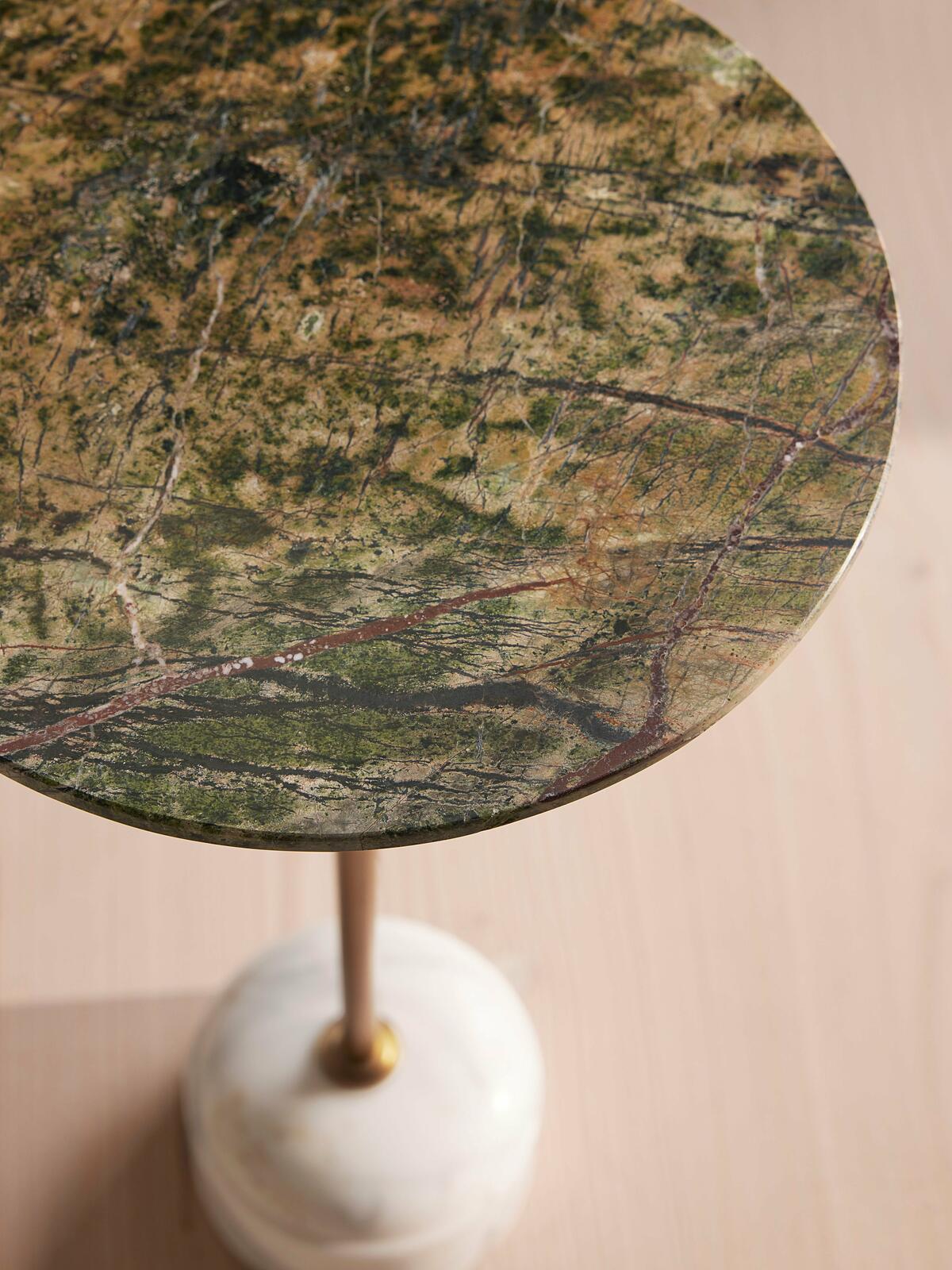 Fleet Side Table, Small/Tall, Jurassic Green Marble - Soho Home