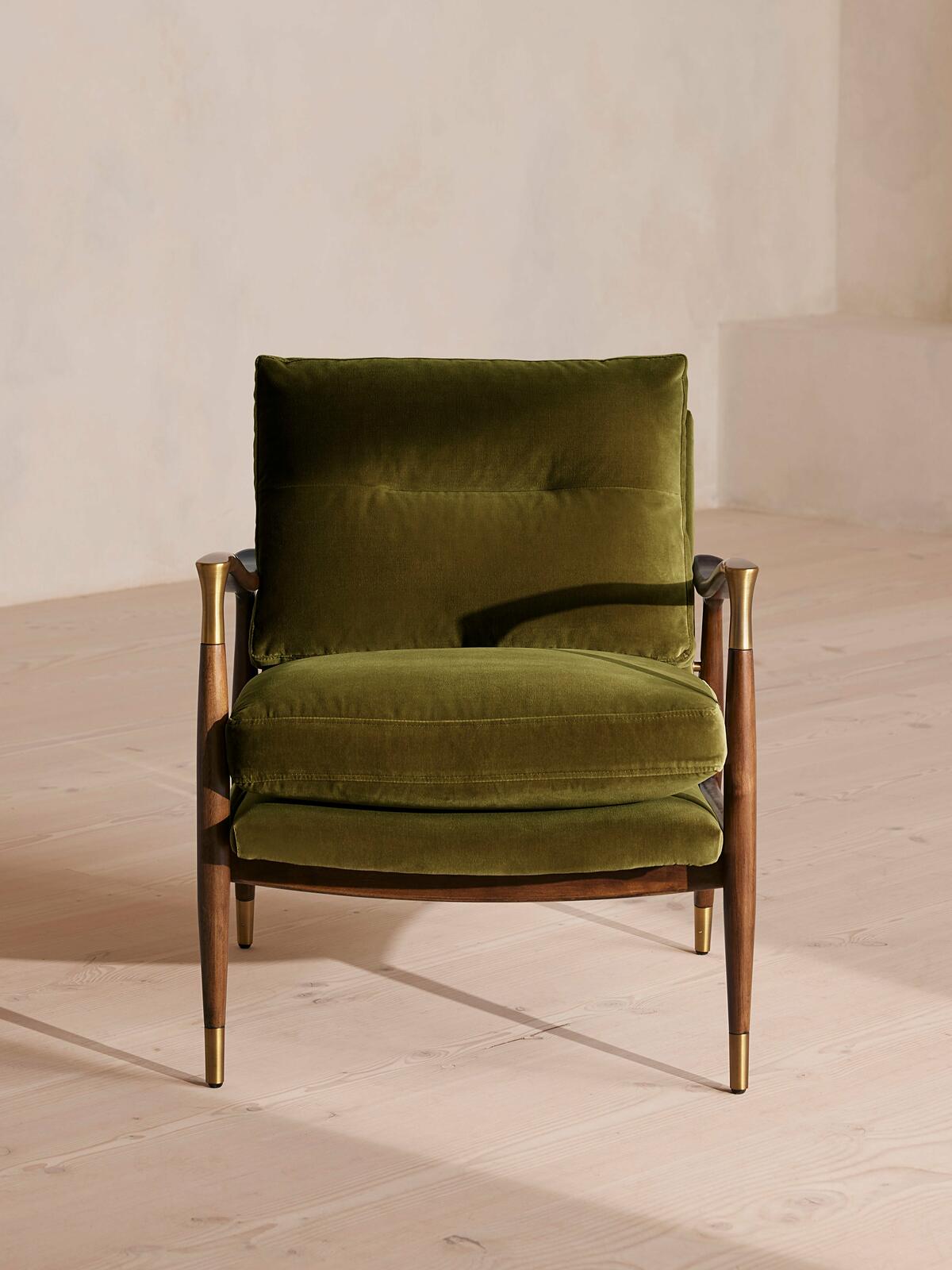 Theodore Armchair, Velvet, Olive, US - Soho Home