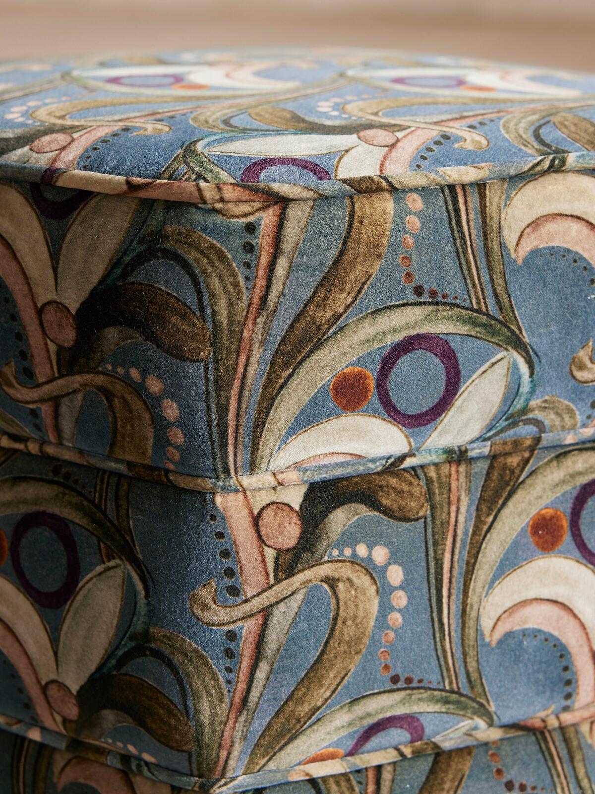Lyla Footstool, Obie Printed Velvet, Multi - Soho Home