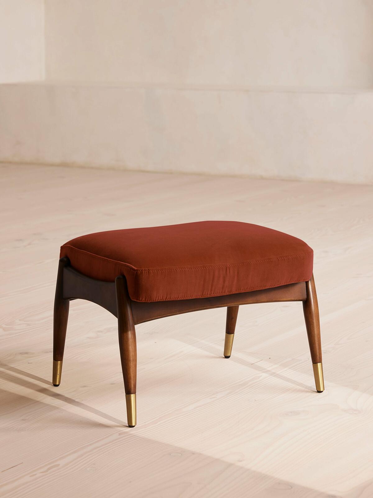 Theodore Footstool, Velvet, Rust - Soho Home
