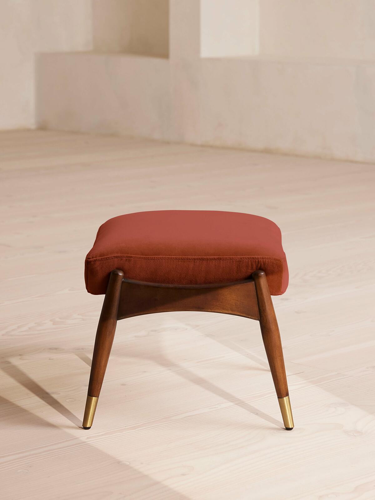 Theodore Footstool, Velvet, Rust - Soho Home