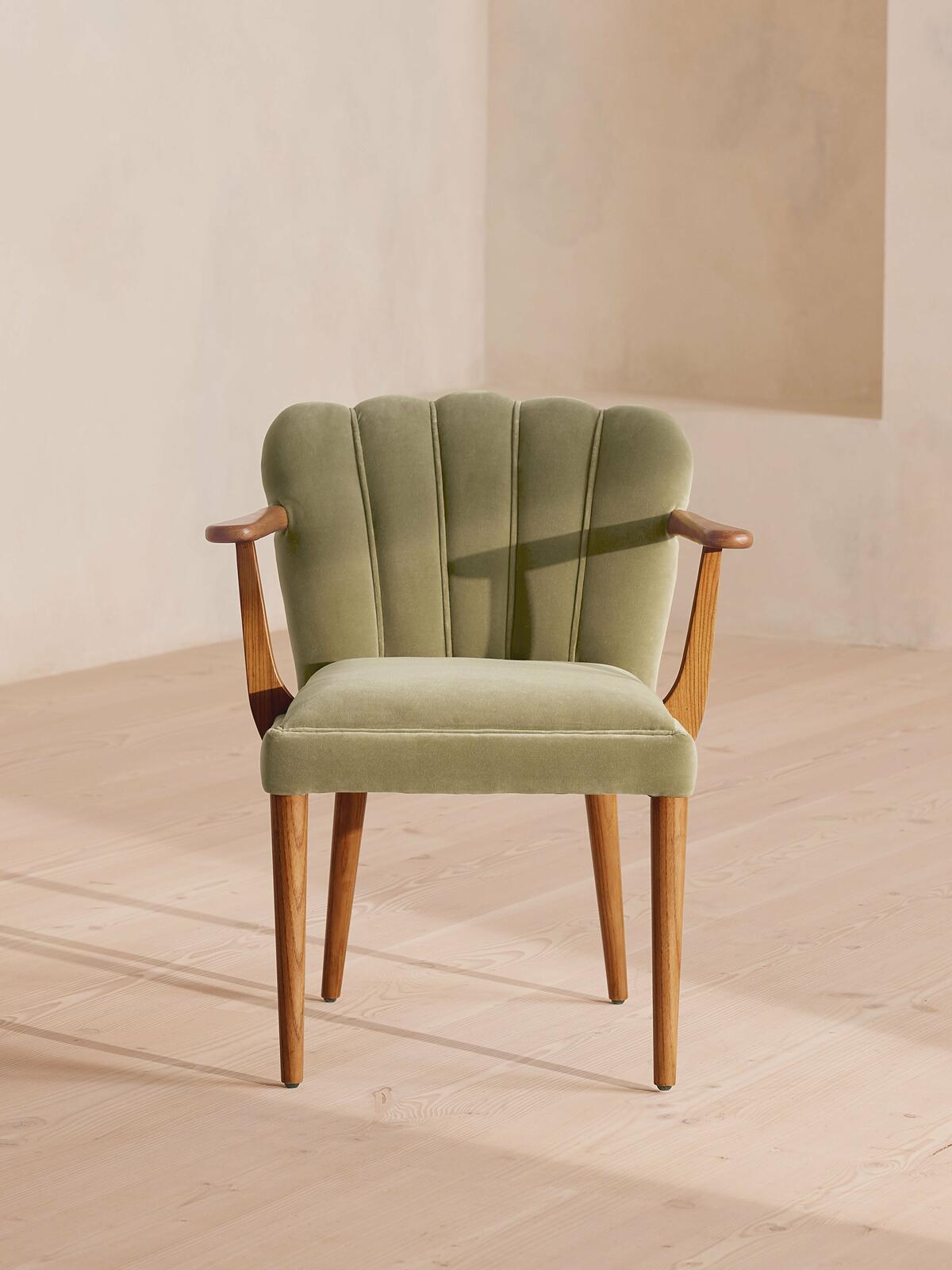 Mae Dining Chair, Velvet, Lichen, US - Soho Home