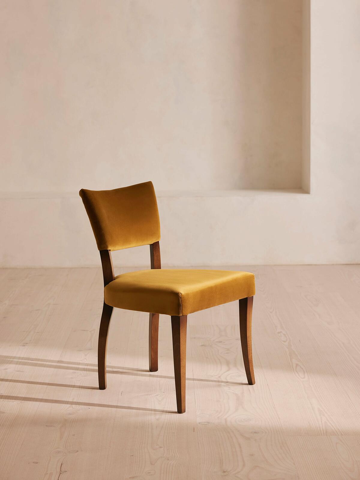 Pair of Molina Dining Chairs, Velvet Mustard - Soho Home