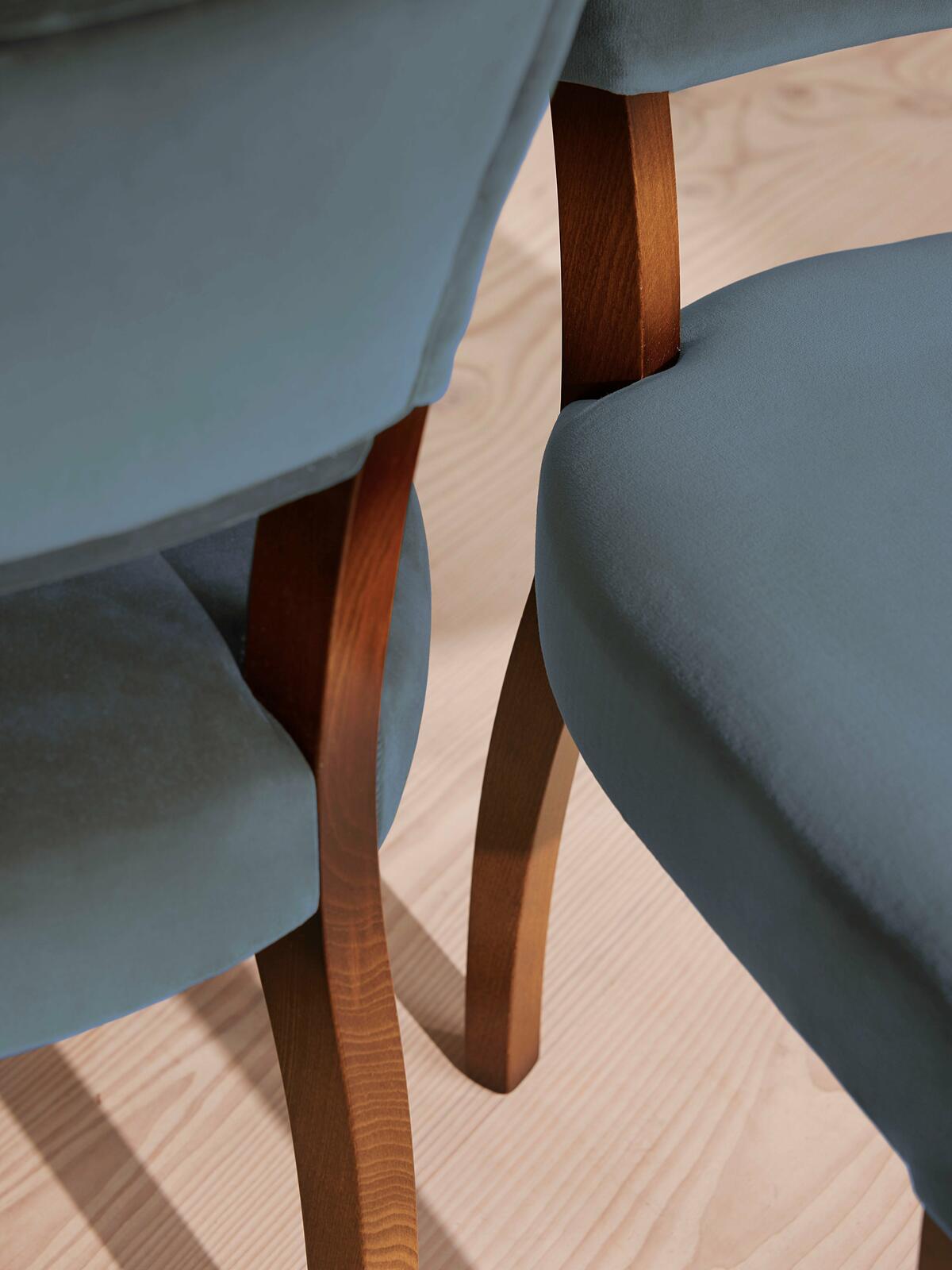 Pair of Molina Dining Chairs, Velvet. Grey Blue, US - Soho Home