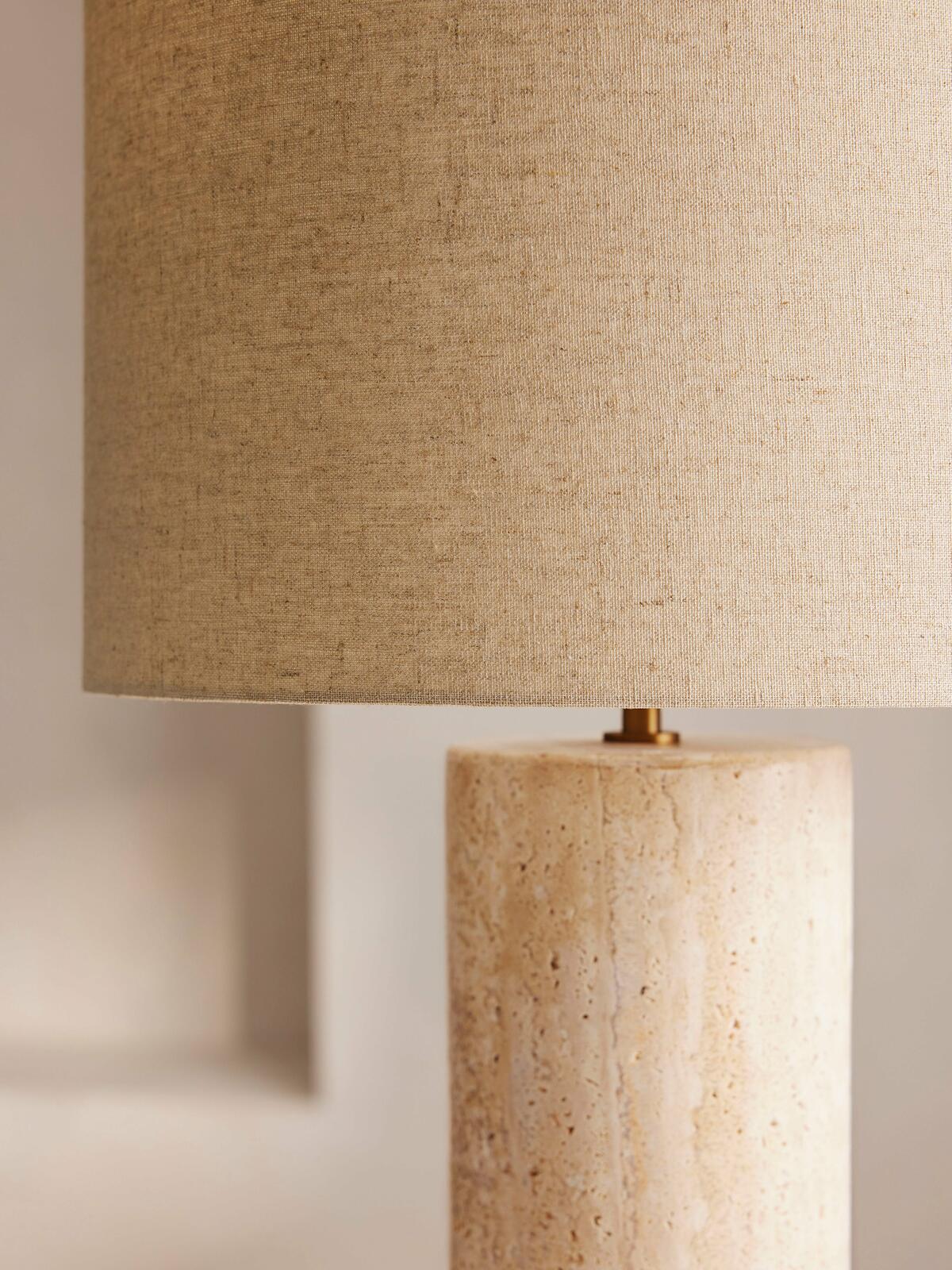 Remi Stone Table Lamp, Cream, US - Soho Home