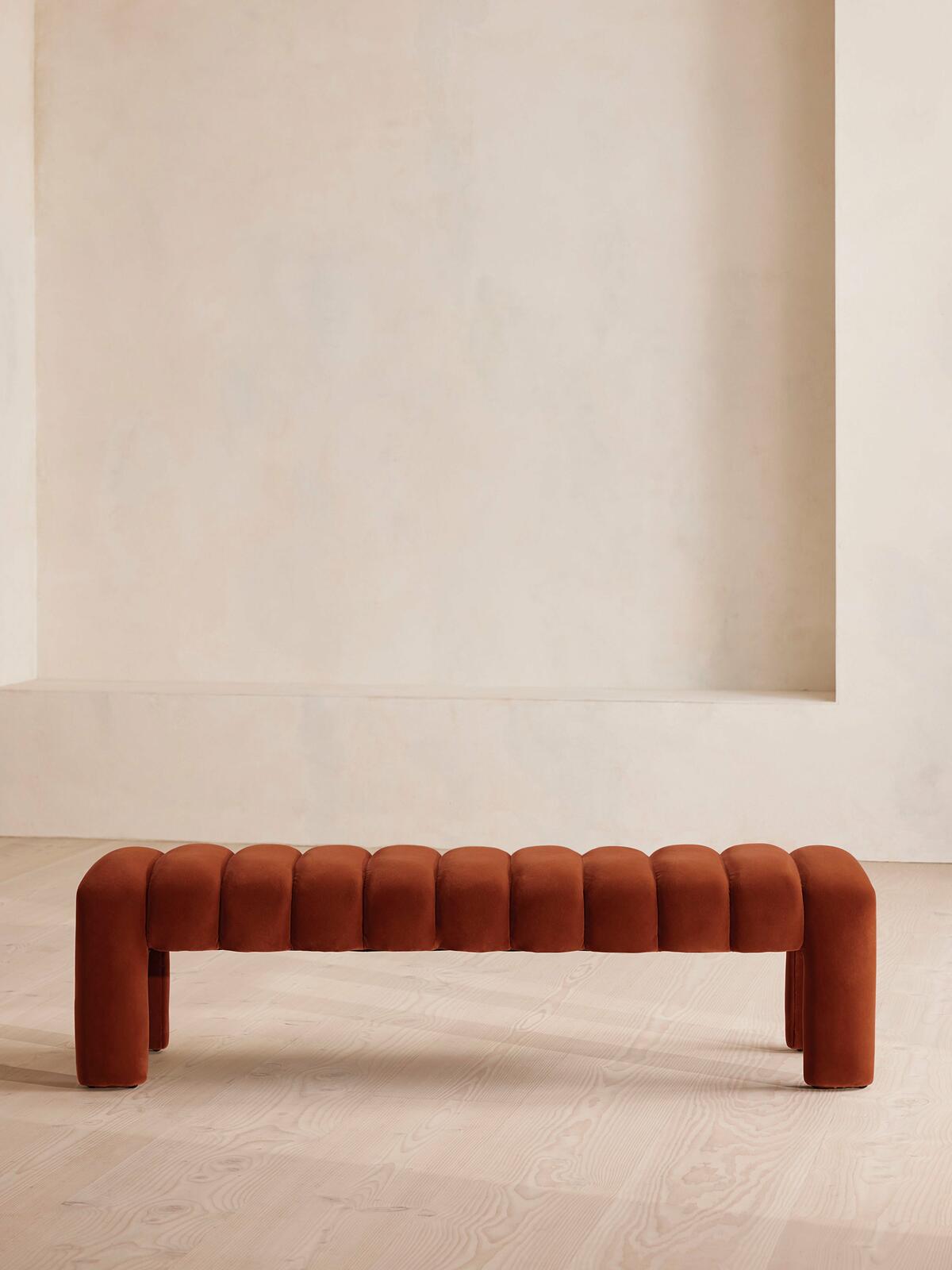 Willis Bench, Velvet, Rust, US - Soho Home