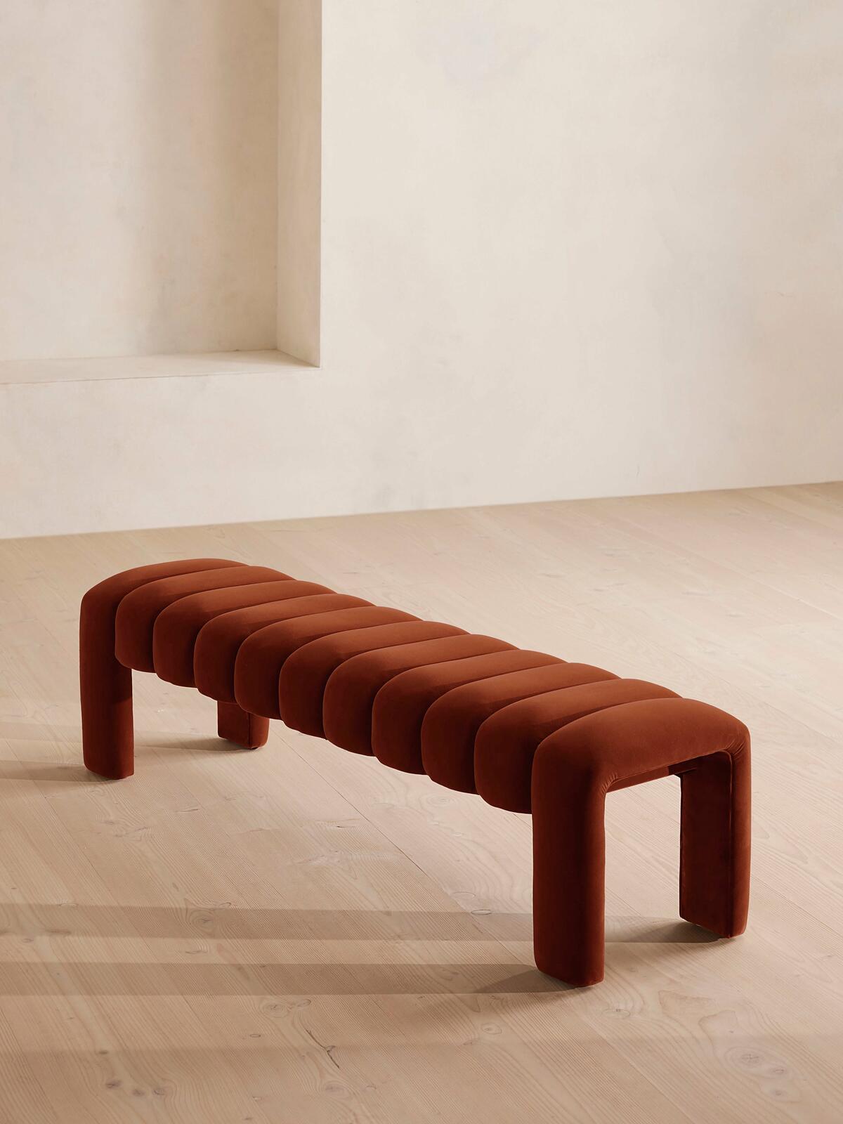 Willis Bench, Velvet, Rust, US - Soho Home