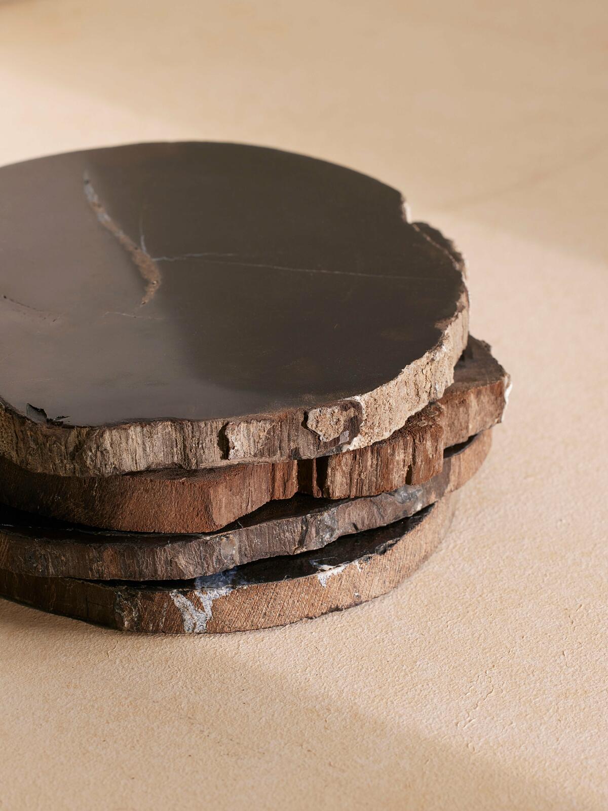 Balfern Petrified Wood Coasters, Black, Set of Four - Soho Home