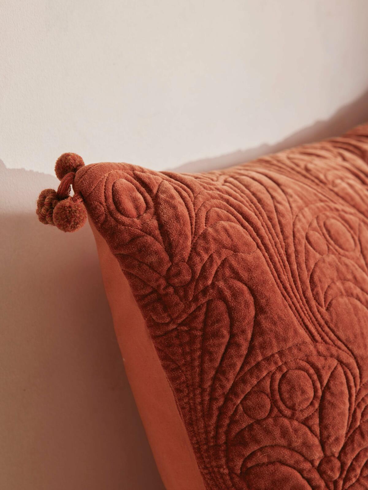 Obie Large Square Pillowcase, Rust - Soho Home