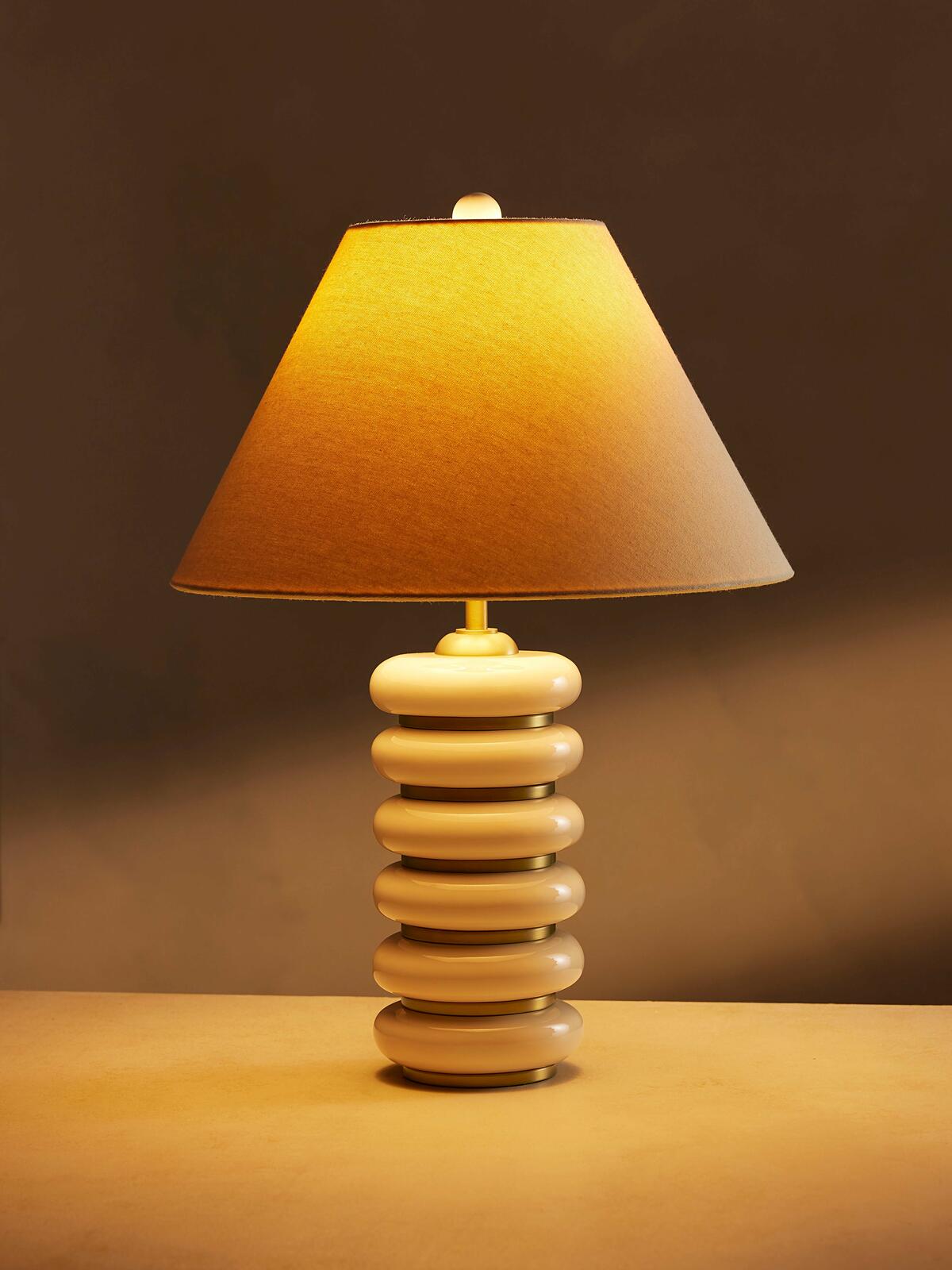 Greyson Table Lamp, High Gloss Lacquer, Cream - Soho Home