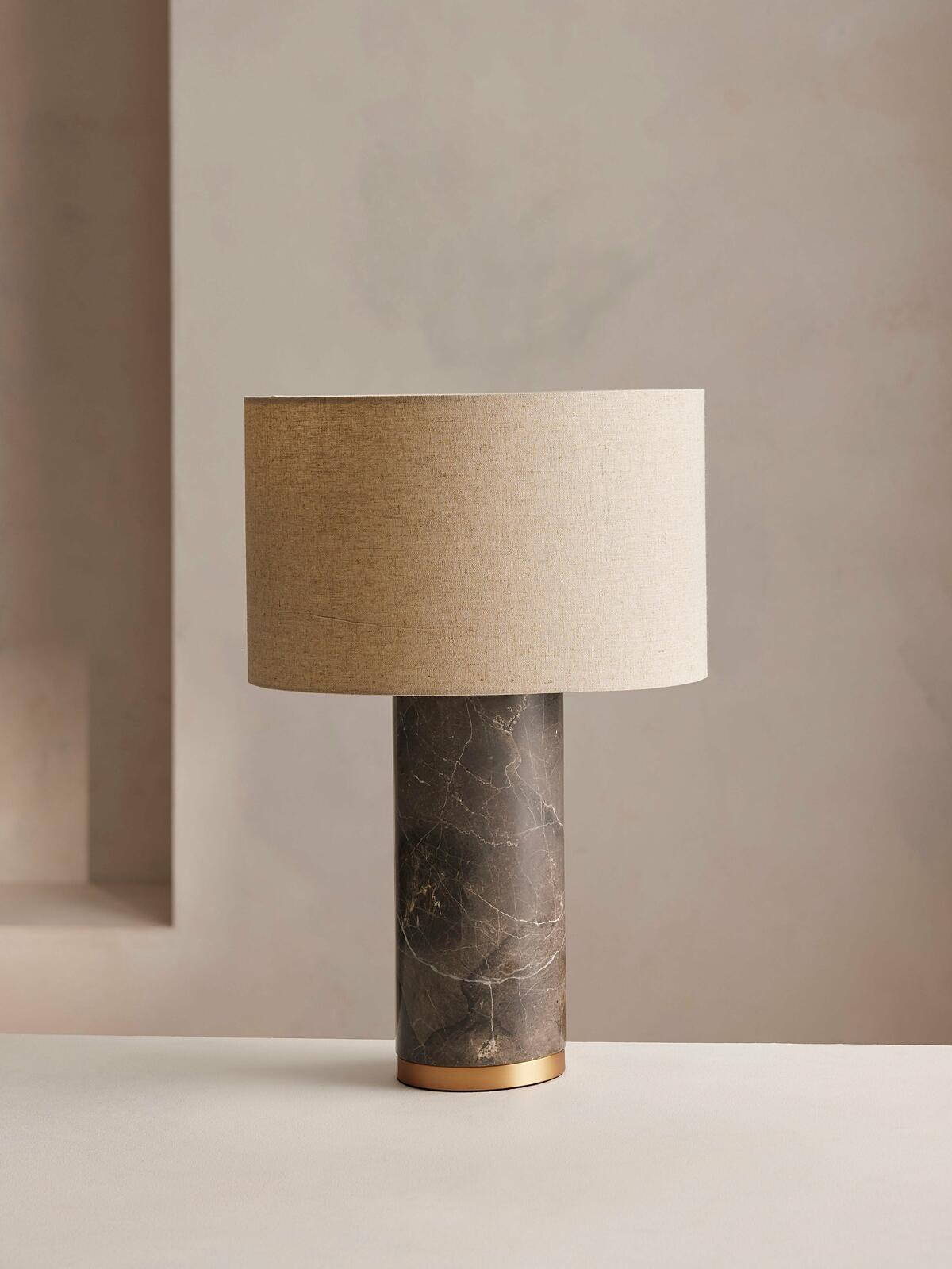 Remi Stone Table Lamp, Brown - Soho Home
