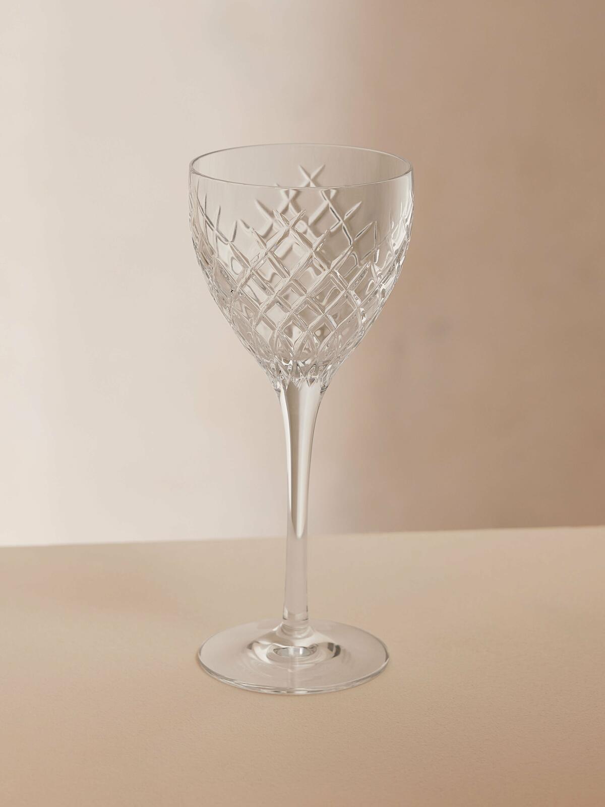 Barwell Cut Crystal Wine Glass, Set of Four - Soho Home