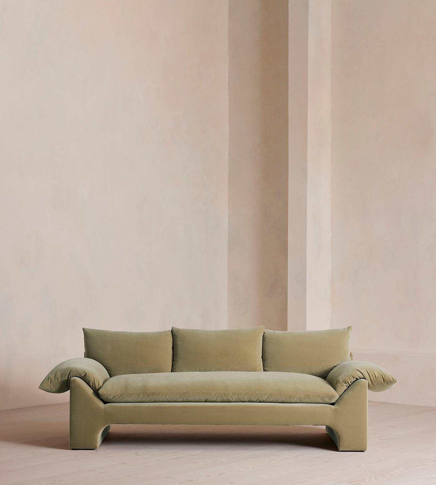 Wyatt Three Seater Sofa, Velvet, Lichen - Soho Home