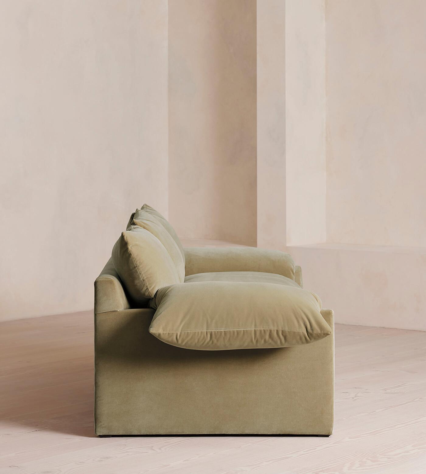 Wyatt Three Seater Sofa, Velvet, Lichen - Soho Home