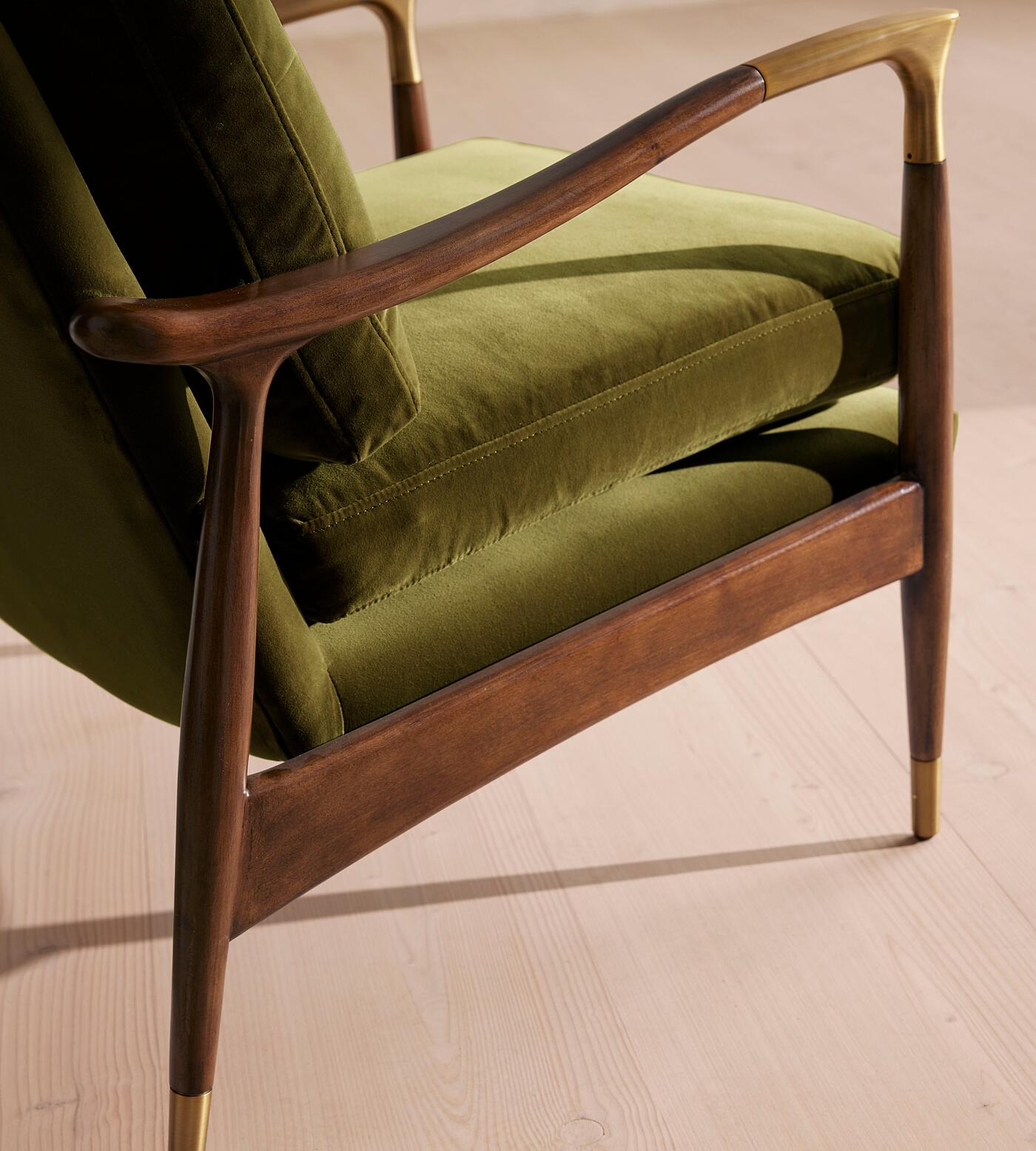Theodore Armchair, Velvet, Olive - Soho Home