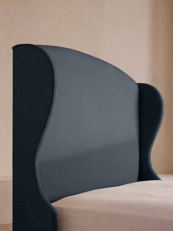 Rivas Bed, King, Linen, Prussian Blue - Soho Home