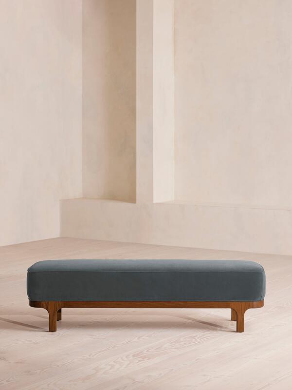 Belsa Bench, Velvet, Grey Blue - Soho Home