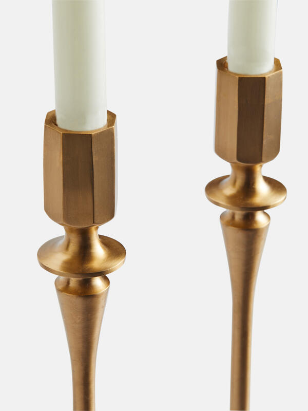 Hansen Candleholders, Brushed Brass, Set of Two, Large - Soho Home