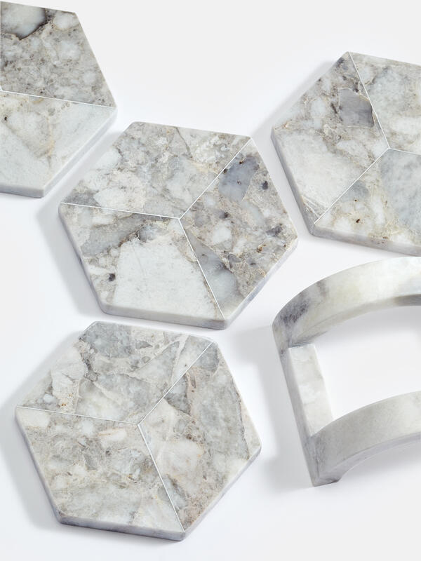 Clyde Marble Coasters, White, Set of Four - Soho Home