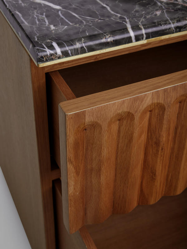 Arches Bedside Table, Griseo Rosa Marble - Soho Home