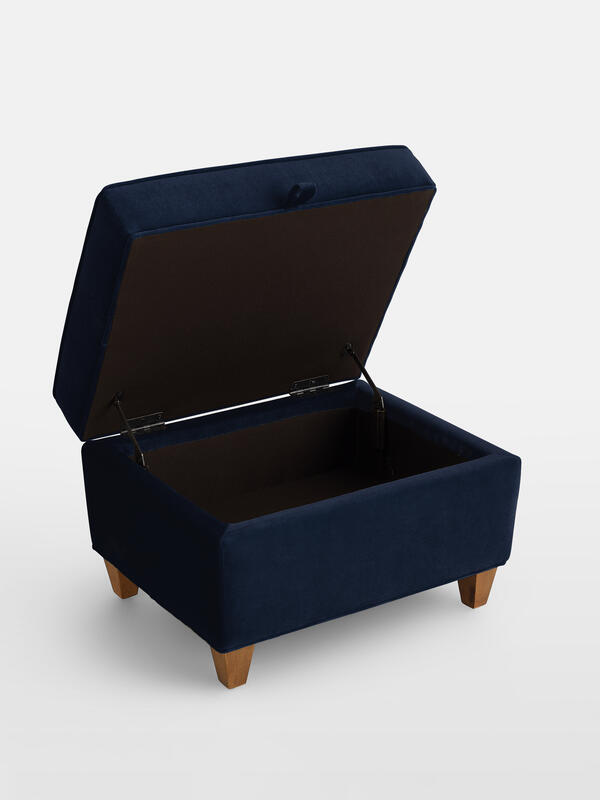 Dora Storage Footstool, Velvet Indigo - Soho Home