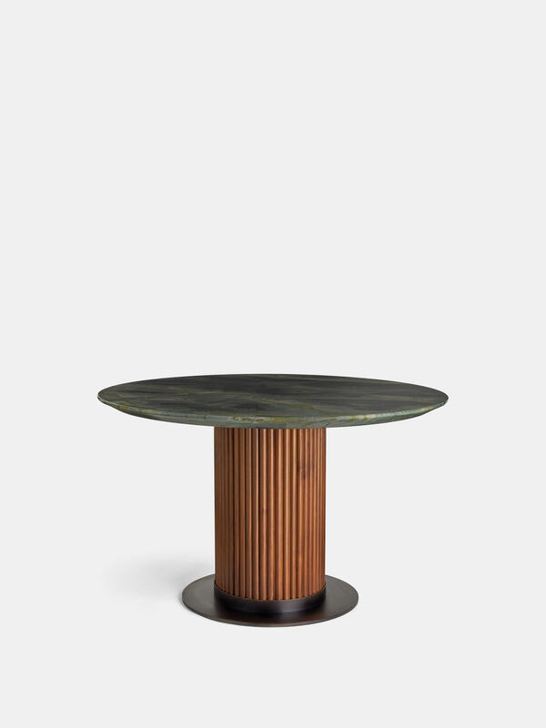 Murcell Oval Dining Table, Brazilian Green Marble, Diffused - Soho Home