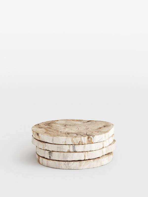 Balfern Petrified Wood Coasters, White, Set of Four - Soho Home