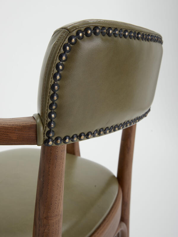 Hamilton Dining Chair, Ash & Leather, Green - Soho Home