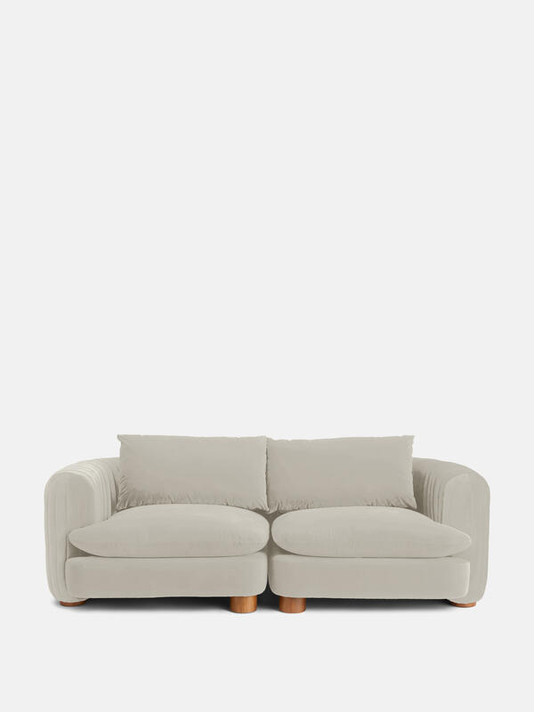 Vivienne Modular Sofa, Three Seater, Velvet Porcelain - Soho Home