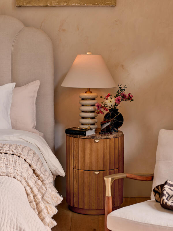 Greyson Table Lamp, High Gloss Lacquer, Cream, US - Soho Home