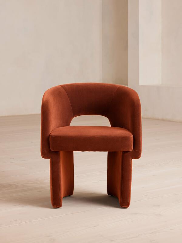 Morrell Dining Chair, Velvet, Rust, US - Soho Home