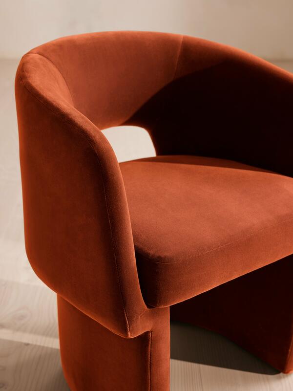 Morrell Dining Chair, Velvet, Rust, US - Soho Home