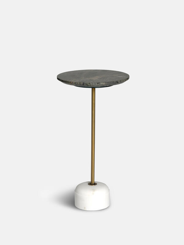 Fleet Side Table, Small/Tall, Jurassic Green Marble - Soho Home
