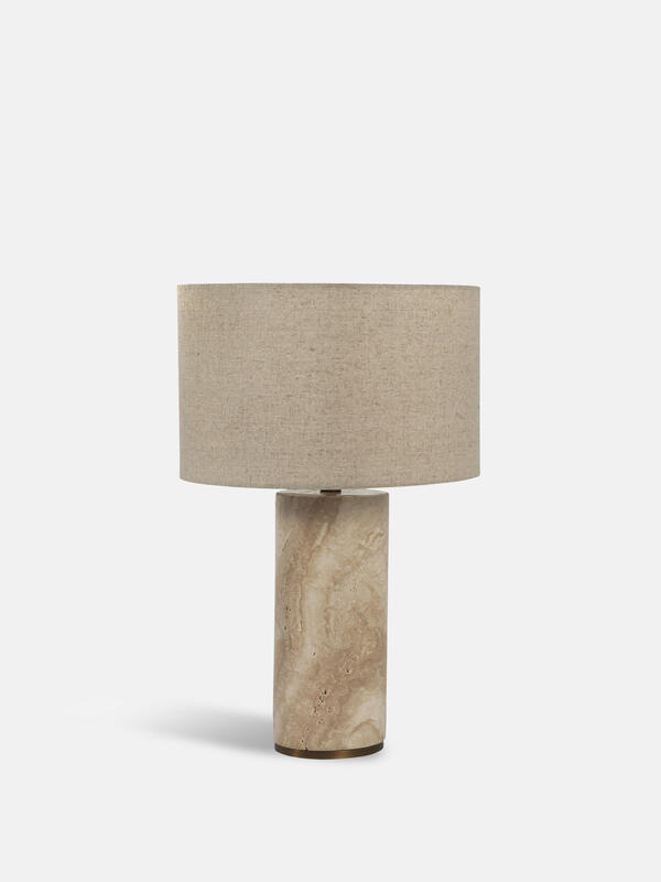 Remi Stone Table Lamp, Cream, US - Soho Home