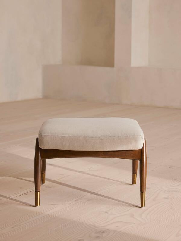 Theodore Footstool, Linen, Bisque, US - Soho Home
