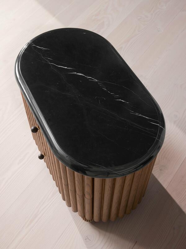 Carlisle Bedside Table, Black Marquina Marble, Large - Soho Home