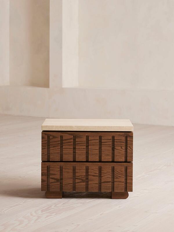 Athens Bedside Table, Travertine - Soho Home