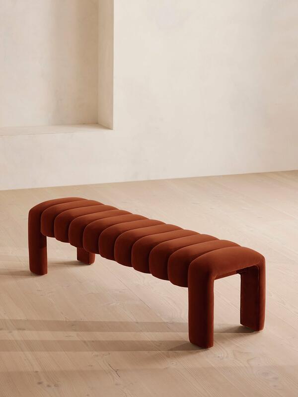 Willis Bench, Velvet, Rust - Soho Home