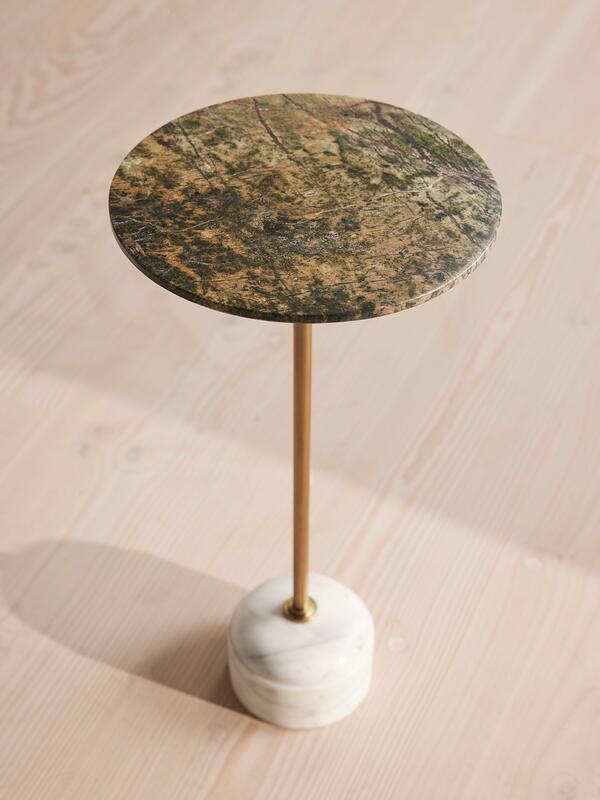 Fleet Side Table, Small/Tall, Jurassic Green Marble - Soho Home