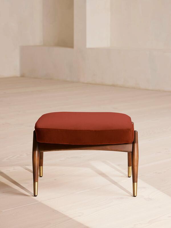 Theodore Footstool, Velvet, Rust - Soho Home