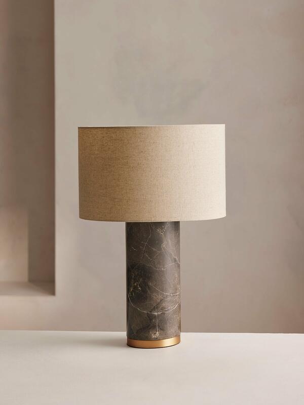 Remi Stone Table Lamp, Brown - Soho Home