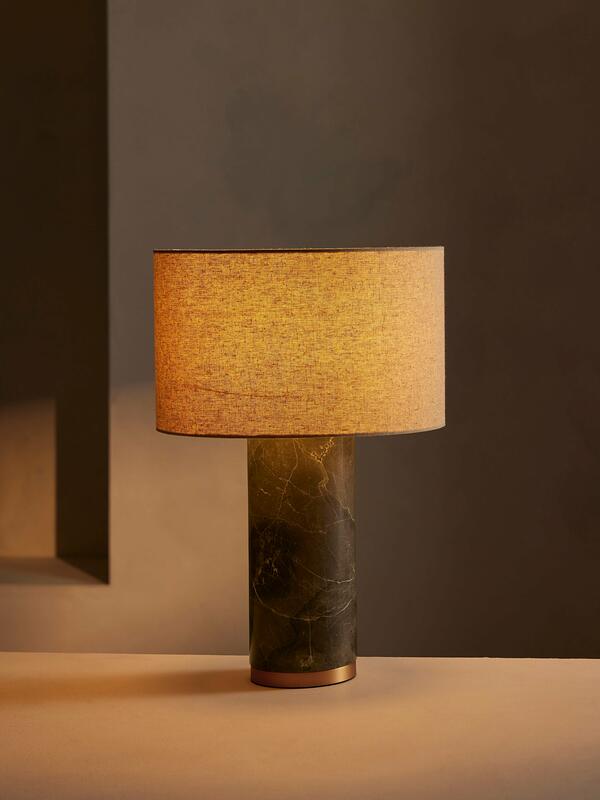 Remi Stone Table Lamp, Brown - Soho Home