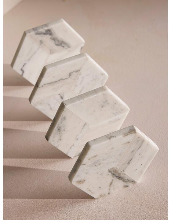 Clyde Marble Coasters, White, Set of Four - Soho Home