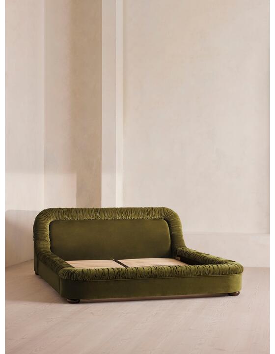 Vara Bed, California King, Velvet, Olive, US - Soho Home