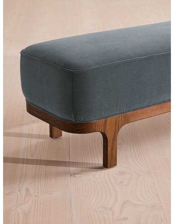 Belsa Bench, Velvet, Grey Blue - Soho Home