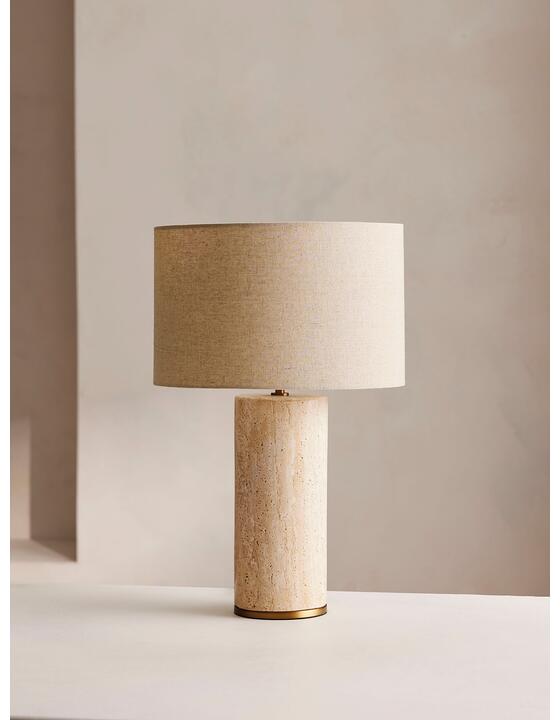 Remi Stone Table Lamp, Cream, US - Soho Home