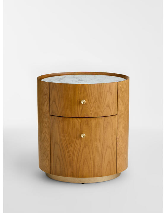 Andrea Bedside Table, Carrara Marble - Soho Home