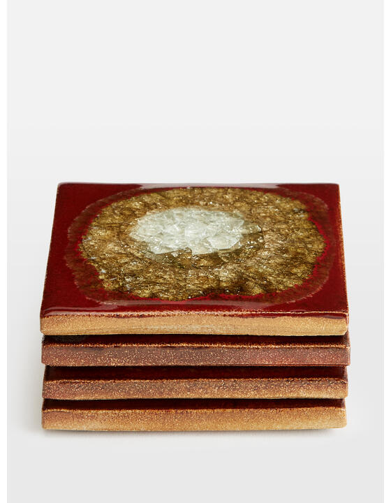 Lyndale Ceramic Coasters, Red, Set of Four - Soho Home